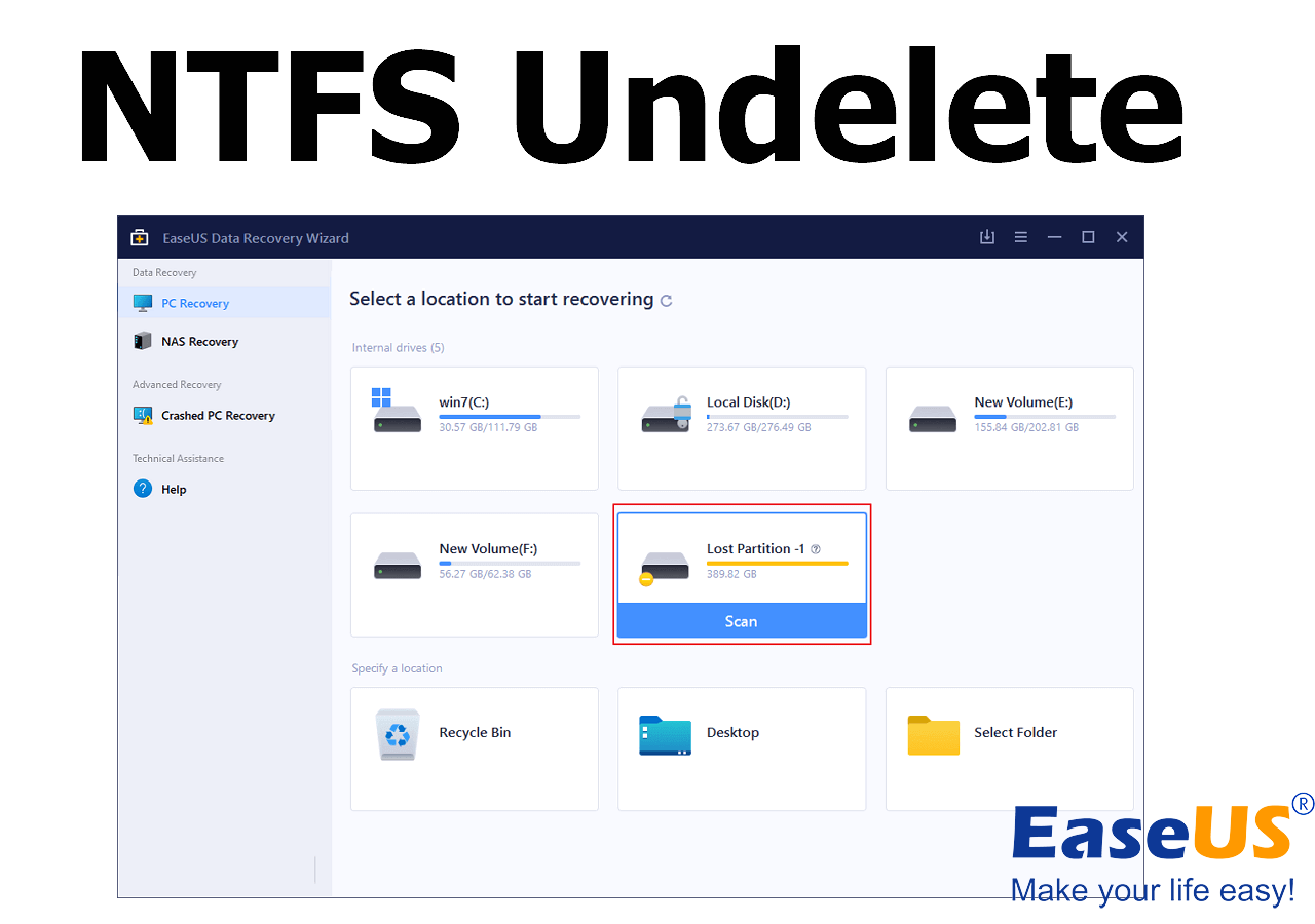 NTFS Undelete | NTFS File Recovery Freeware - EaseUS NTFS Undelete | NTFS File Recovery Freeware - EaseUS
