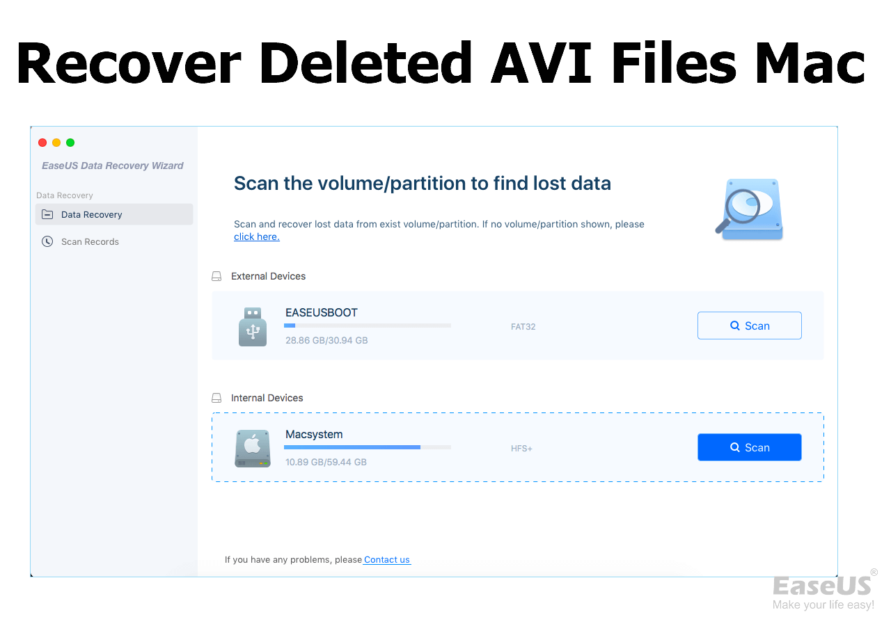 Recover Deleted AVI Files Mac | Mac AVI Video Recovery - EaseUS