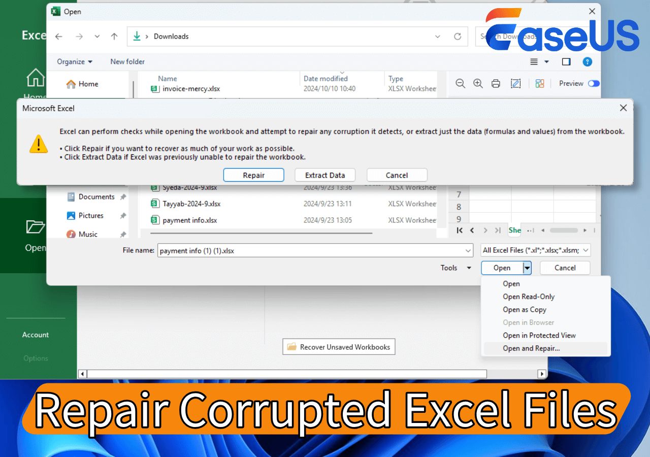 Corrupted Excel Files Repair in 5 Ways [2025 Updated]