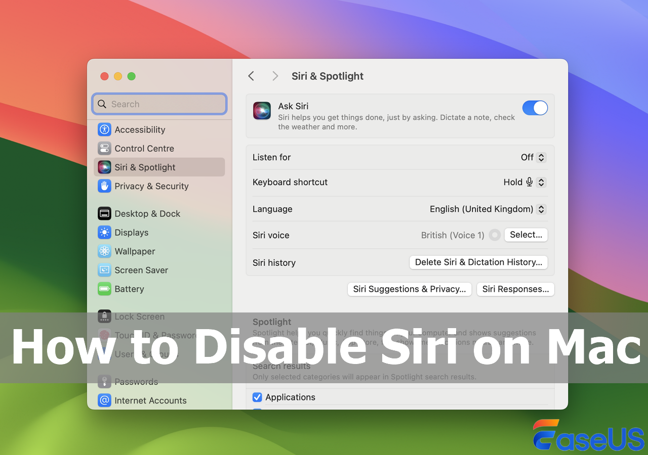 Siri auf dem Mac deaktivieren | Alle macOS-Versionen - EaseUS